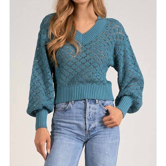 Elan | Sweaters | New Elan Brie Open Knit Sweater In Peacock | Poshmark